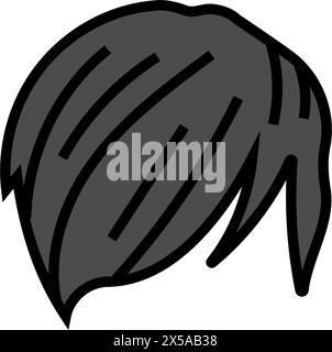 side swept bangs emo line icon vector. side swept bangs emo sign ...