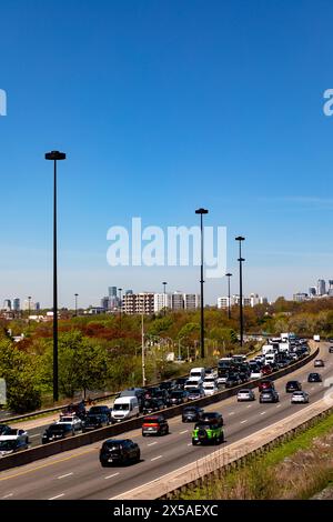 Gardiner Expressway traffic during rush hour. Toronto Ontario Canada ...