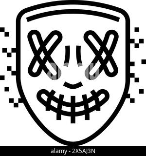 hacker mask cyberpunk line icon vector. hacker mask cyberpunk sign ...