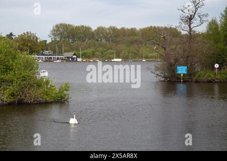 Wroxham, Norfolk, England, April, 2024 landscape format shot of a boat ...