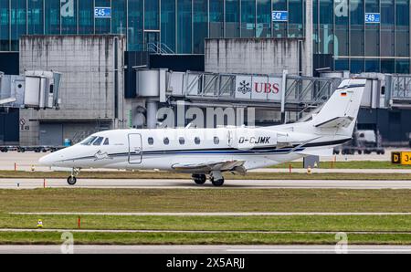 A private jet taxis after landing at Vancouver International Airport ...