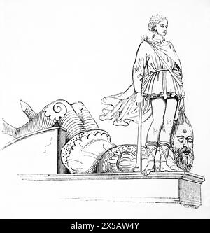 Illustration of David Slaying the Giant Goliath after Striking him with ...