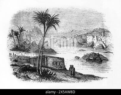 Illustration of Syene (Assouan) now Aswan on the Banks of the River ...