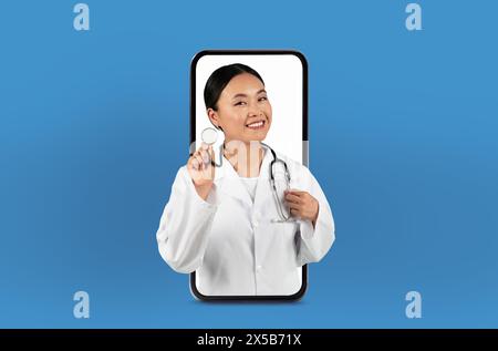 Asian woman healthcare professional telehealth video consultation ...