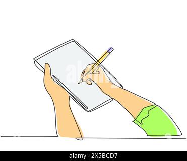One line drawing of notebook on the desk.Line drawing open notebook ...