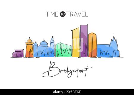 United States, Bridgeport City tourism landmarks, vector city travel ...