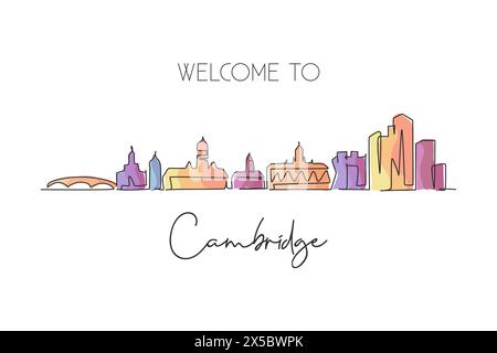 Cambridge city skyline silhouette vector illustration Stock Vector ...