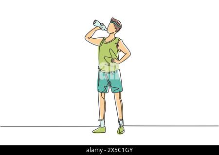 Silhouette of man drinking water from bottle flow into body Stock ...