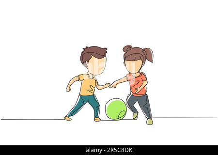 Continuous line drawing of two football player and handshaking to show ...