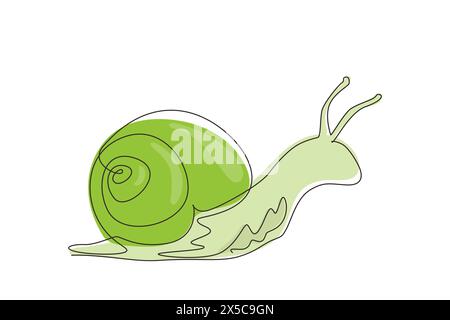 One continuous line art snail symbol. Sketch black drawing animal slow ...