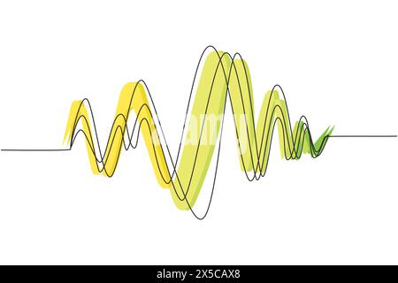 Music wave vector simple. Continuous one line drawing. Minimalist black ...