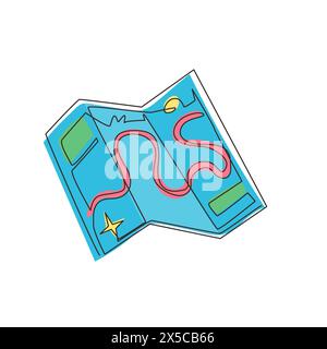 Continuous one line drawing of an map point. Travel concept. Map ...