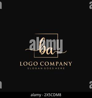 BA initial logo with luxury rectangle style design vector graphic Stock ...