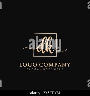 DK initial logo with luxury rectangle style design vector graphic Stock ...