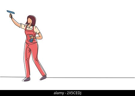 continuous single line drawing of janitor mopping floor, line art ...