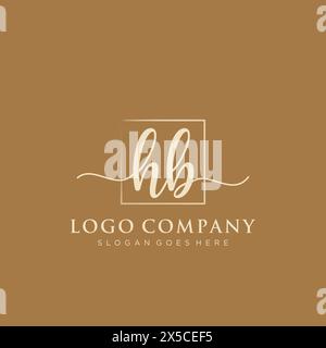 HB initial logo with luxury rectangle style design vector graphic Stock ...