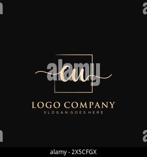 CU initial monogram logo with rectangle style design ideas Stock Vector ...