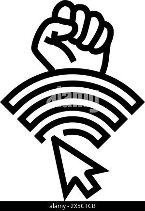 hacktivism cyberpunk line icon vector illustration Stock Vector Image ...