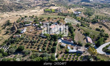 Aerial view of Statos-Ayios Fotios, Cyprus abandoned village, Paphos ...