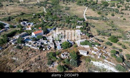 Aerial view of Statos-Ayios Fotios, Cyprus abandoned village, Paphos ...