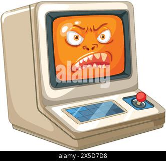 Monitor cartoon character design with angry face Stock Vector Image ...