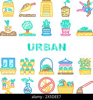urban gardening agriculture icons set vector Stock Vector Image & Art ...