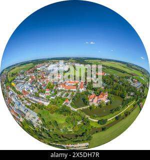 View of the municipality of Taufkirchen im Vilstal in the Isar-Inn hill ...