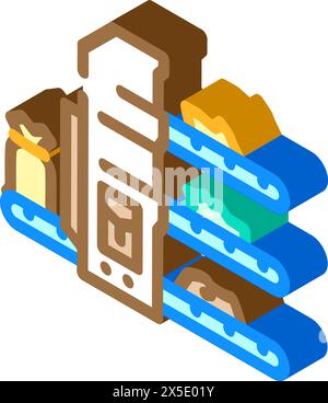 material recovery facility mrf isometric icon vector. material recovery ...