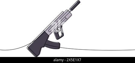 Modern assault rifle one line continuous drawing. Various modern ...