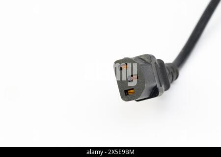 Black C13 female rubber connector power plug, isolated on white. High ...