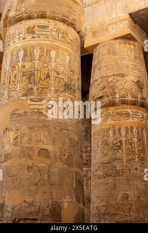 The Karnak Temple columns and sections that remain as ruins within the ...
