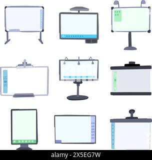 interactive smartboard set cartoon vector illustration Stock Vector ...