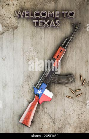 Texas rifle on concrete 3d illustration Stock Photo - Alamy