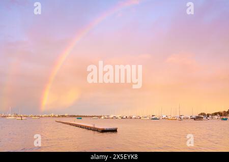 A jetty and yachts at Matilda Bay Stock Photo - Alamy