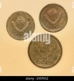 Photo of circulated 1973 1975 Russian Soviet 1 and 2 kopek coins Stock ...