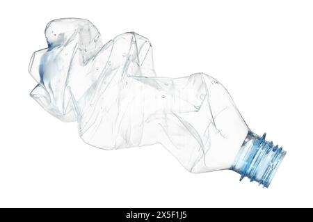Crumpled disposable plastic bottle isolated on white Stock Photo - Alamy