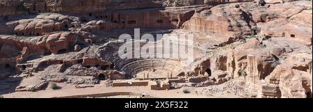 View at the theatre of Petra on Jordan Stock Photo - Alamy