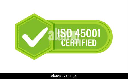 ISO 45001 Quality Management Certification Badge Gold and blue. Vector ...