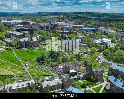 Ithaca, NY, USA - 05-08-2024: Distant aerial images of Slope Day at ...