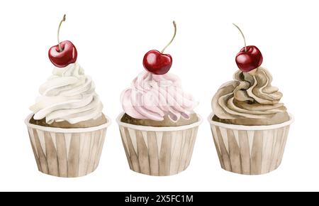 Sour cream. Hand drawn watercolor illustration, isolated on white ...