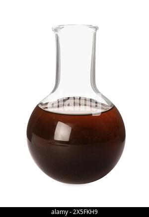 Flask with brown crude oil isolated on white Stock Photo - Alamy