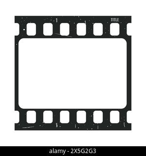 Old grunge movie film long strip, vintage filmstrip roll frame, vector ...