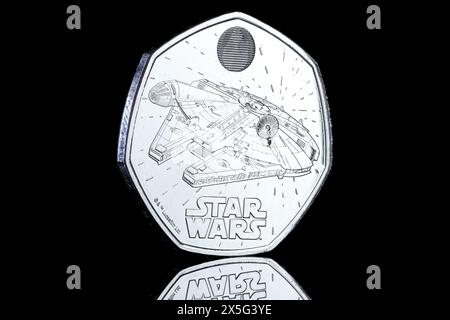 The 2024 Star Wars commemorative 50 pence coin featuring the Millennium ...