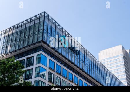 Facade of the headquarters of Merck Sharp and Dohme (MSD) France ...