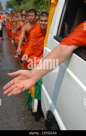 Monks parading as part of the Pi Mai Parade, Lao New Year Festival in ...