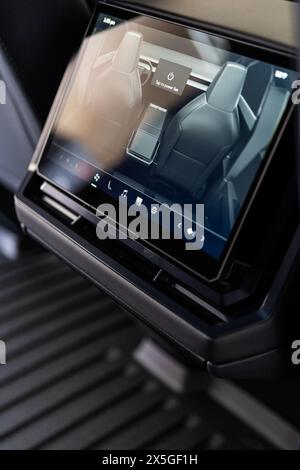 Advanced Rear Seat Screen Interface in Tesla Cybertruck Stock Photo - Alamy