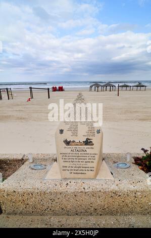 Memorial to the Altalena on the sea front of Tel Aviv, the ship was ...