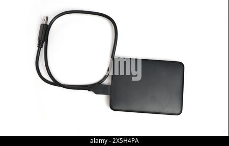 black portable usb hard drive isolated Stock Photo - Alamy