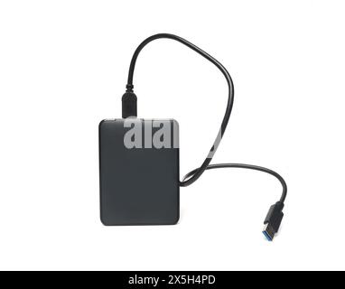 black portable usb hard drive isolated Stock Photo - Alamy