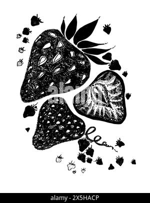 Stylized illustration. Set of strawberries. Different sizes. Isolated ...